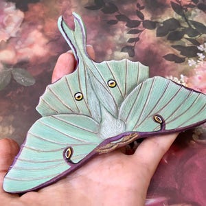 Tooled Leather Luna Moth Shawl Pin or Ponytail Cuff With Stick ...