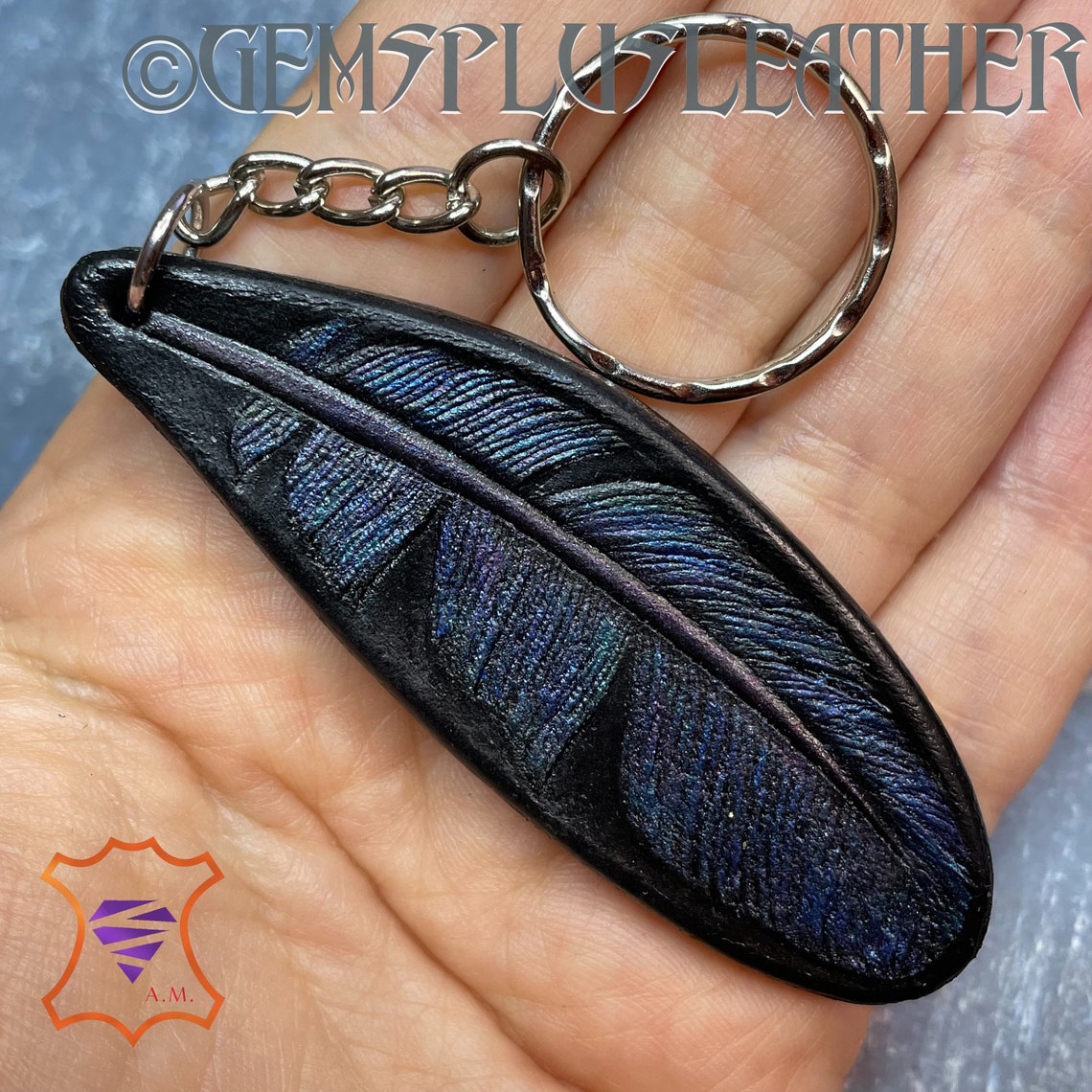 Tooled Leather Fantasy Raven Feather Key Holder Hand Tooled - Etsy