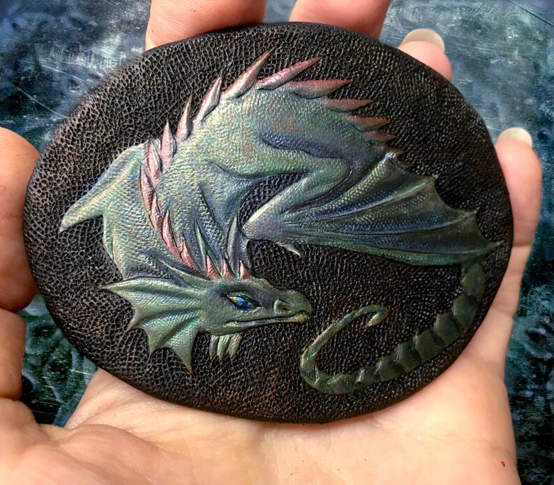 Rainbow Dragon Hair Barrette Hand Tooled Leather Hair - Etsy