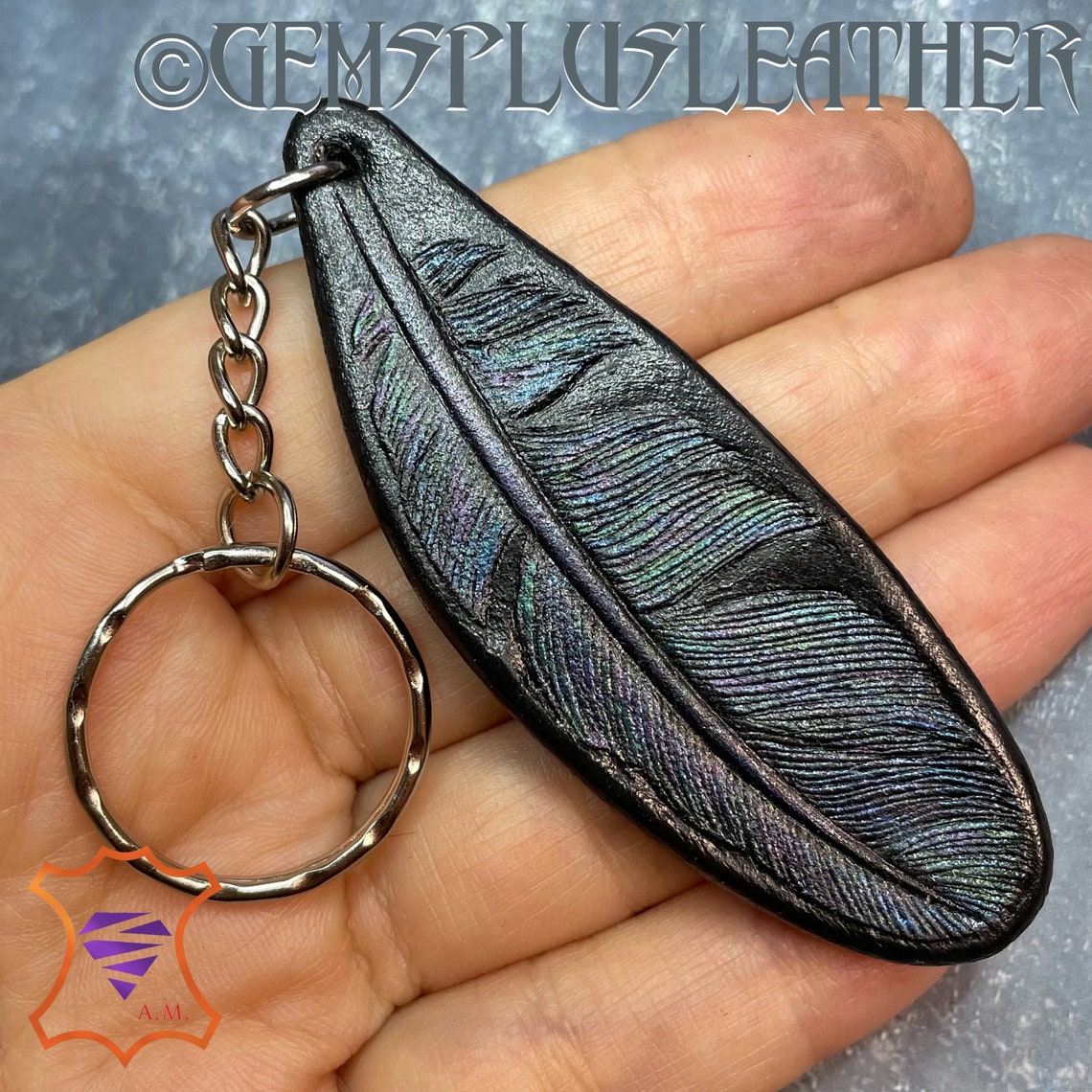 Tooled Leather Fantasy Raven Feather Key Holder Hand Tooled - Etsy