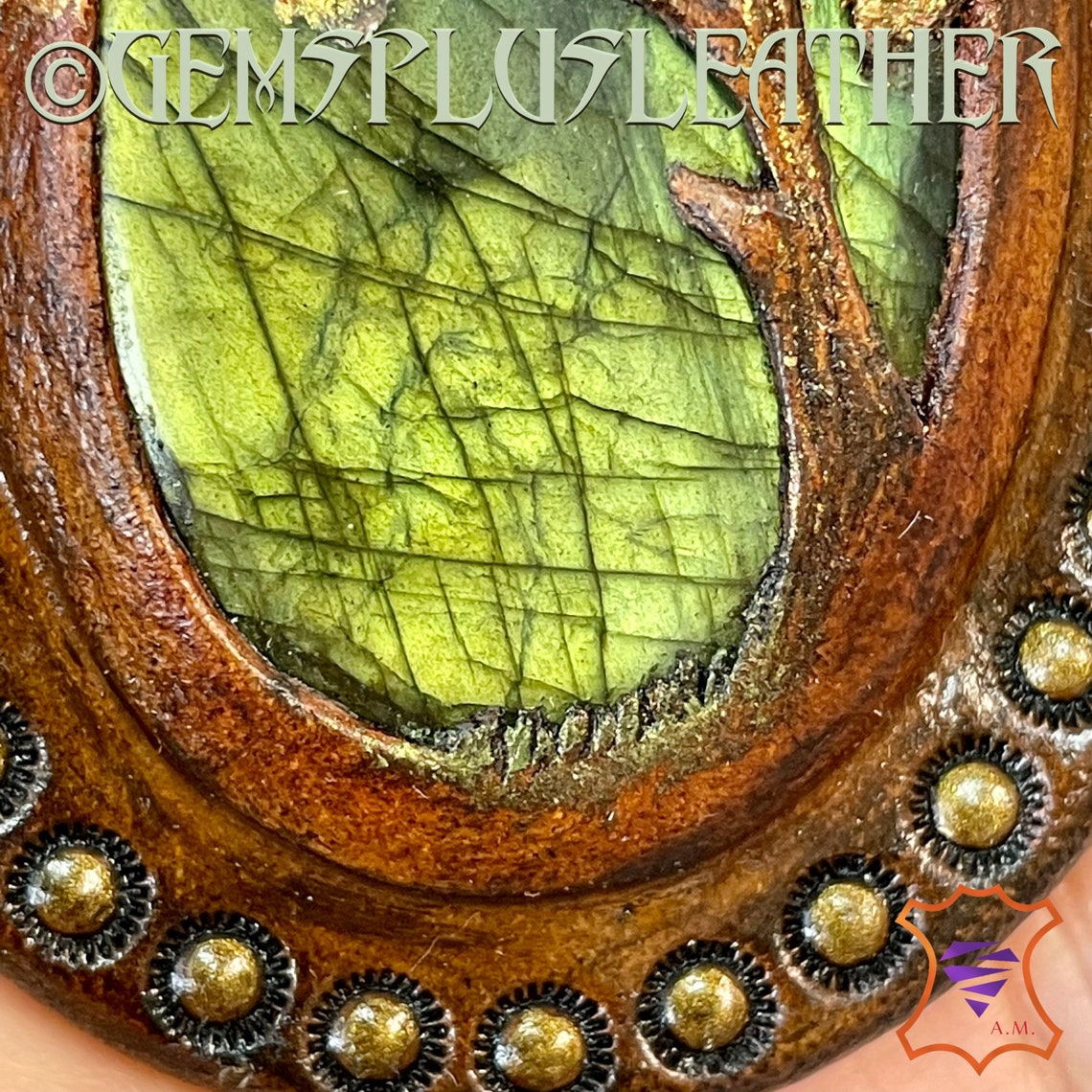 Hand Tooled Leather Tree of Life Pendant With Labradorite - Etsy