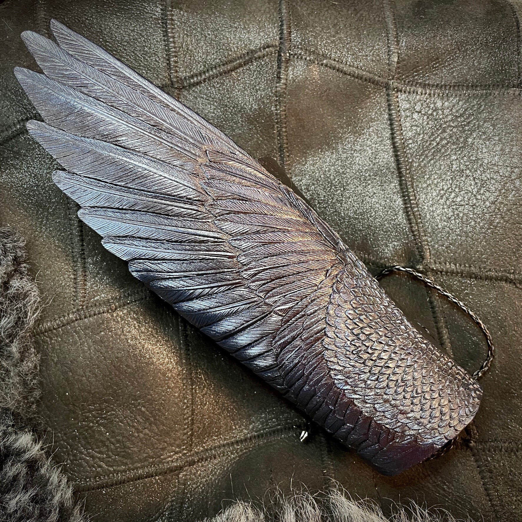 Tooled Leather Raven Wing Cosplay Bracer Tooled Leather - Etsy Canada