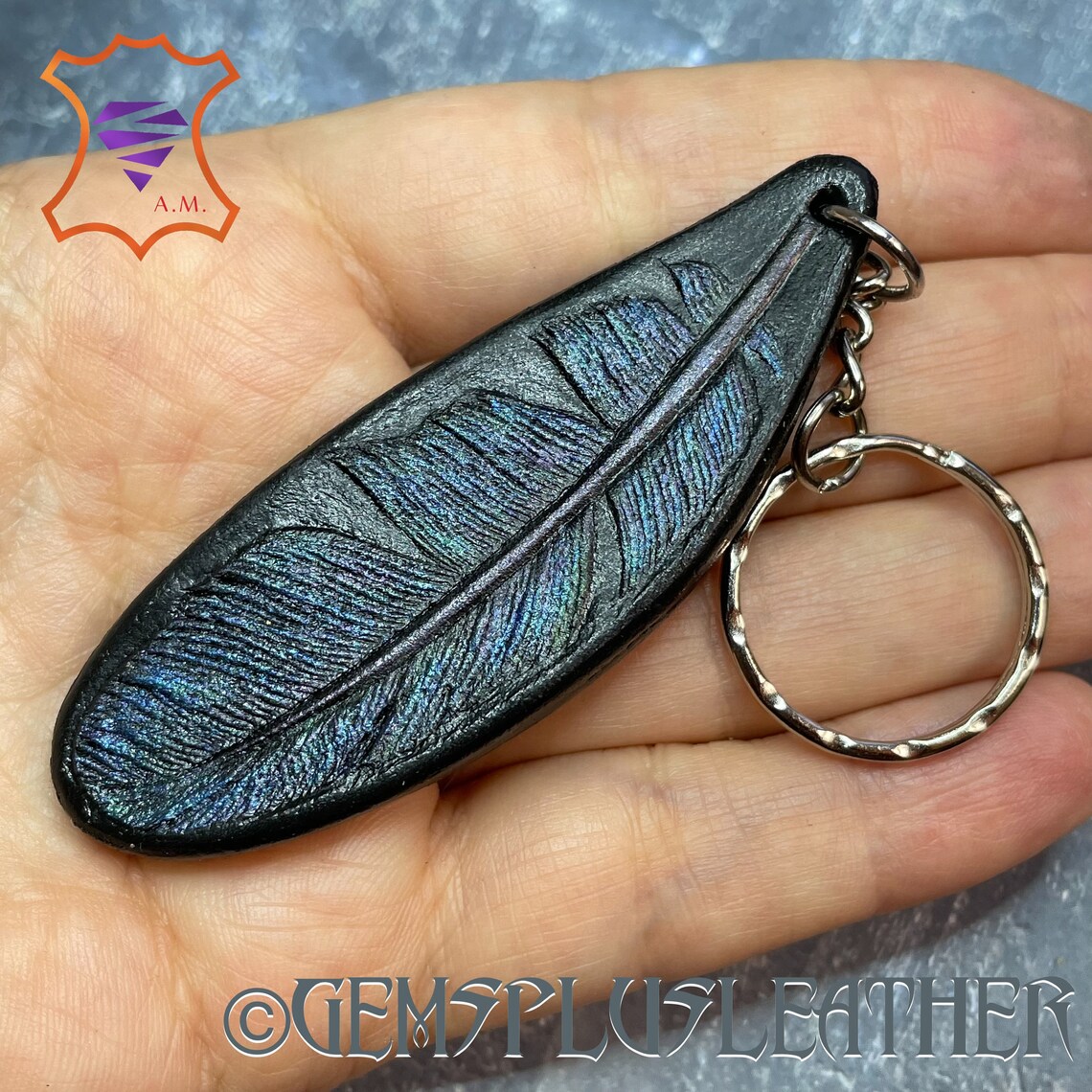Tooled Leather Fantasy Raven Feather Key Holder Hand Tooled - Etsy