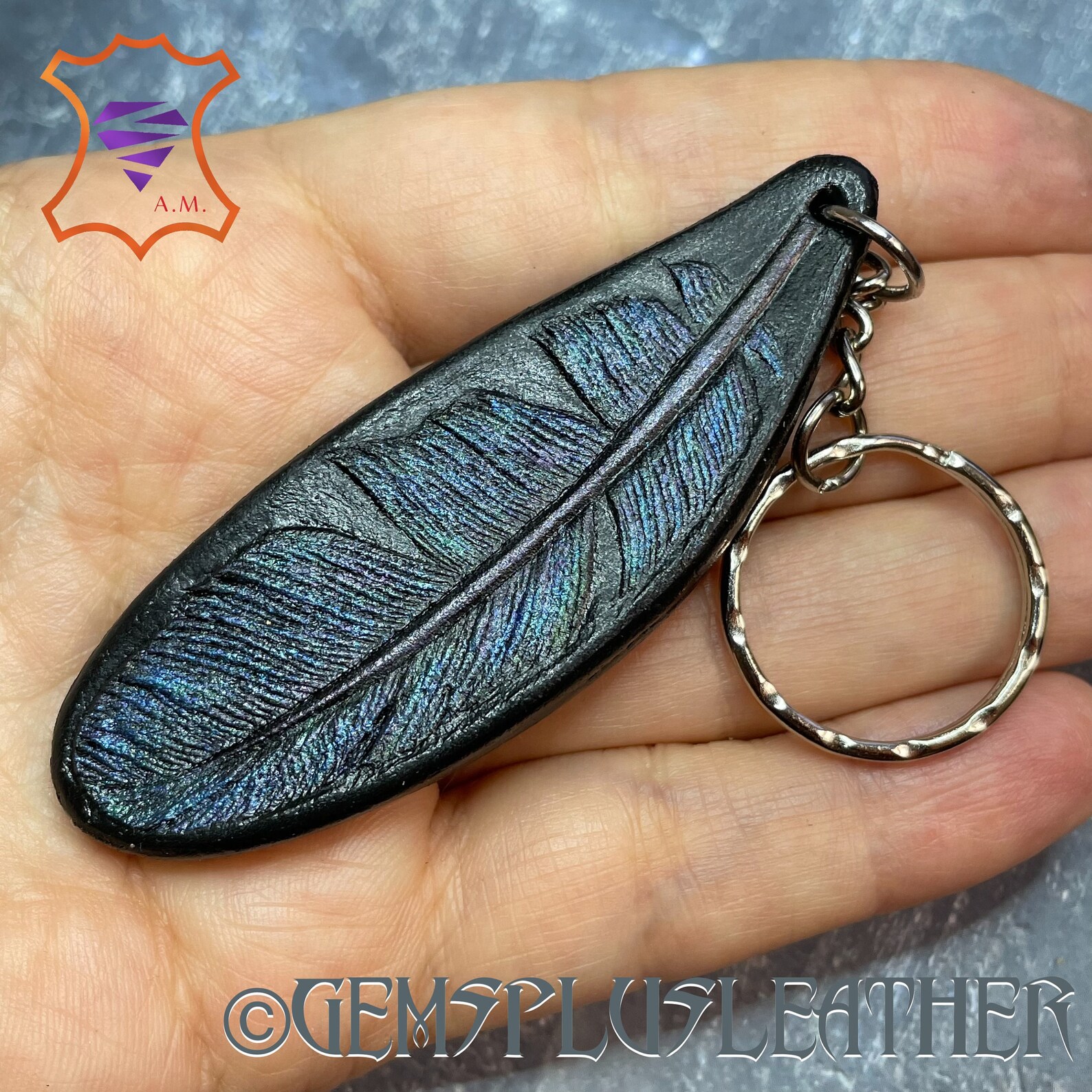 Tooled Leather Fantasy Raven Feather Key Holder Hand Tooled - Etsy