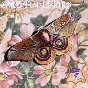 Tooled Leather Madagascan Emperor Moth Brooch / Pendant Transformer ...