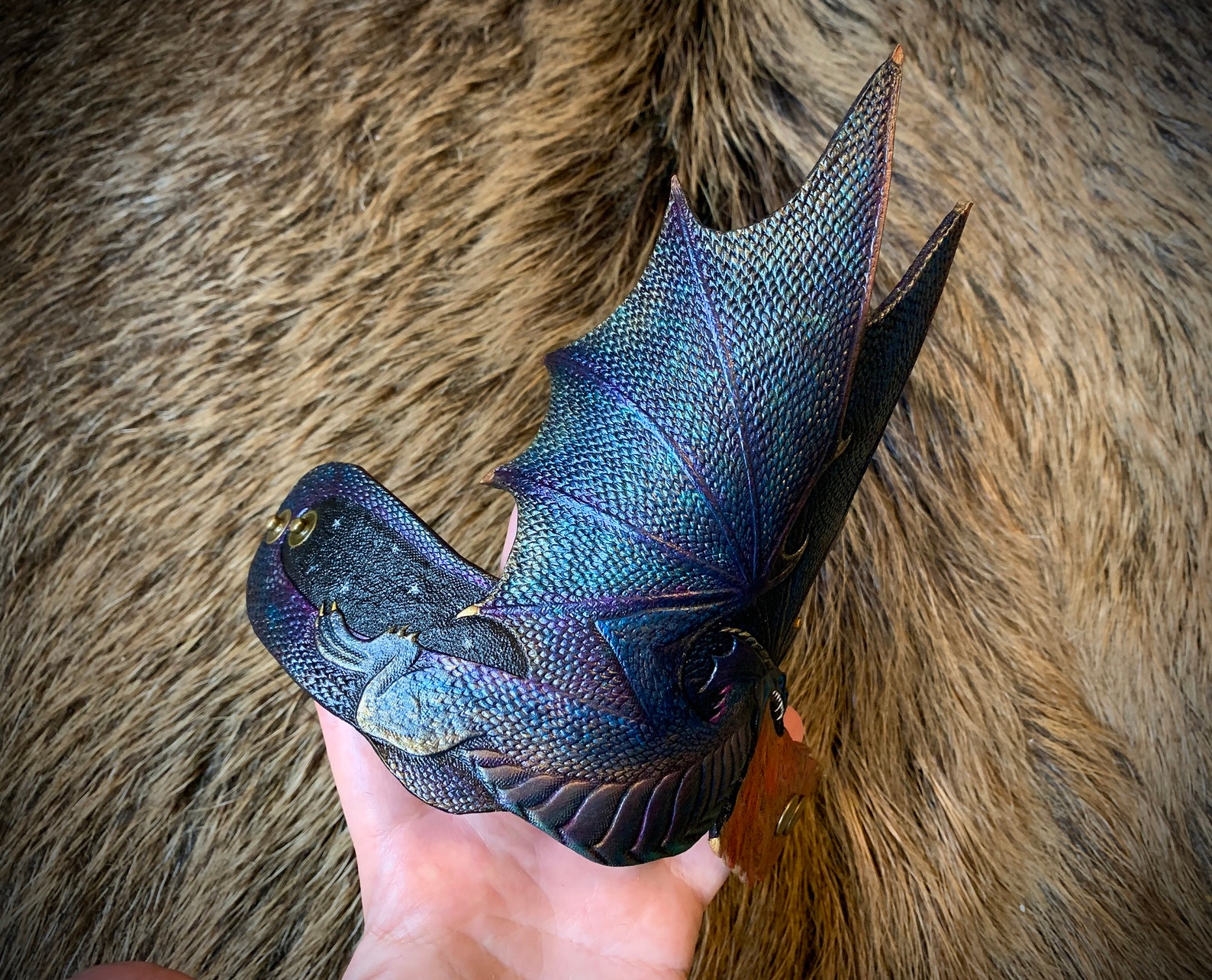 Hand Tooled and Hand Painted Leather Flying Dragon Cuff - Etsy