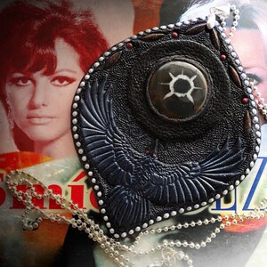 Hand tooled leather raven pendant with fantastic septarian & | Etsy