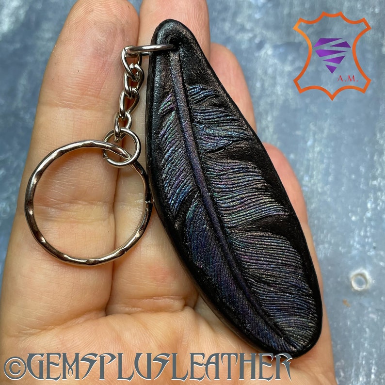 Tooled Leather Fantasy Raven Feather Key Holder Hand Tooled - Etsy