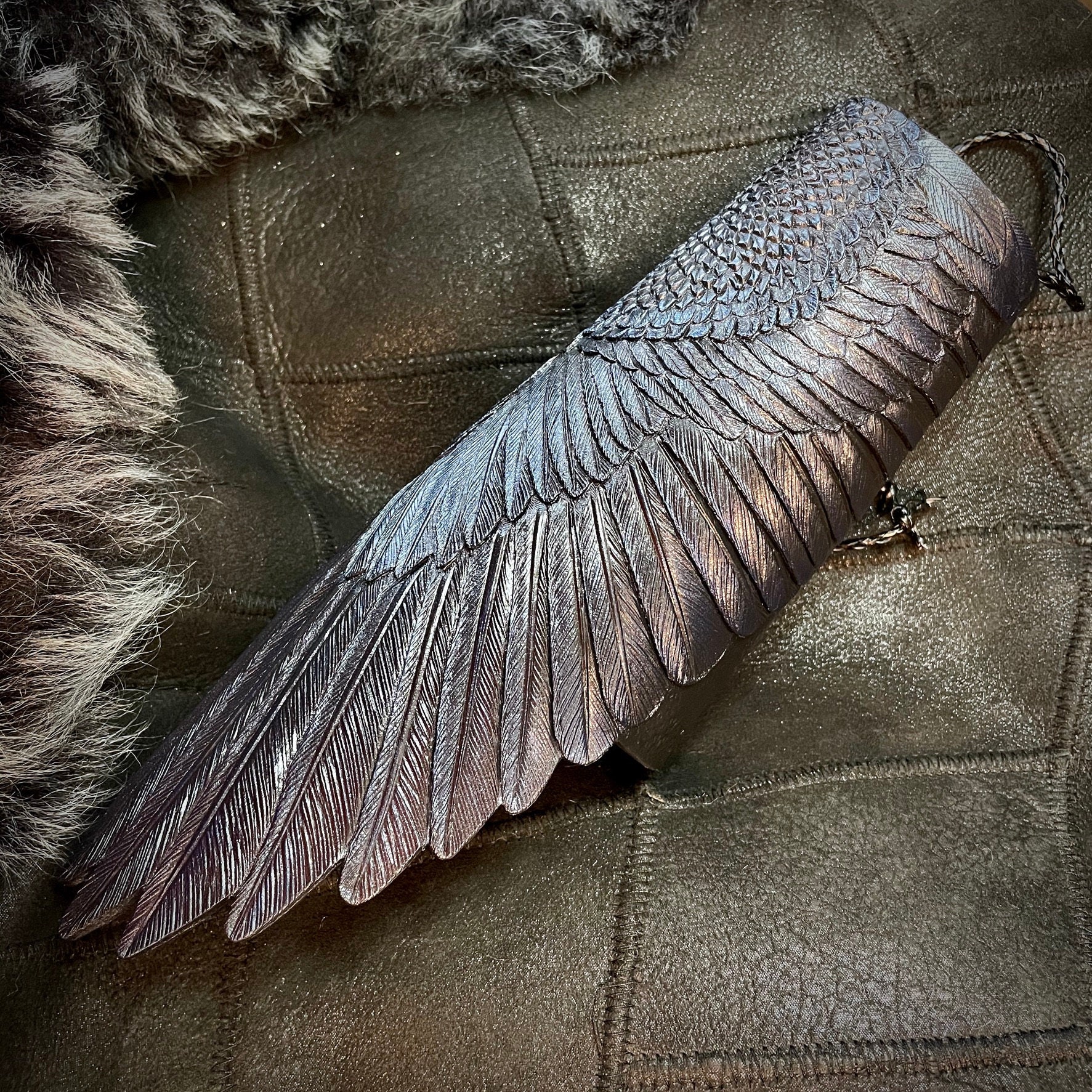 Tooled Leather Raven Wing Cosplay Bracer Tooled Leather - Etsy Canada