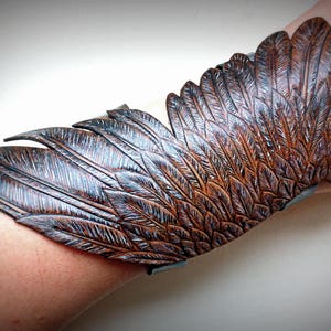 Tooled Leather Eagle Wing Cuff - Hand Tooled Leather Winged Cuff ...