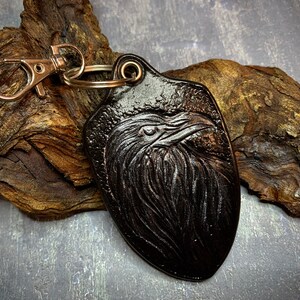 Raven Key Holder - Hand Tooled Leather Key Fob - Original Artisan Gift ...