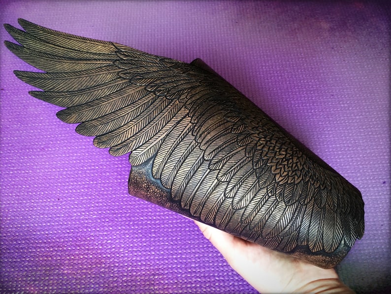 Antique Wing Bracer Hand Tooled Leather Winged Bracer - Etsy