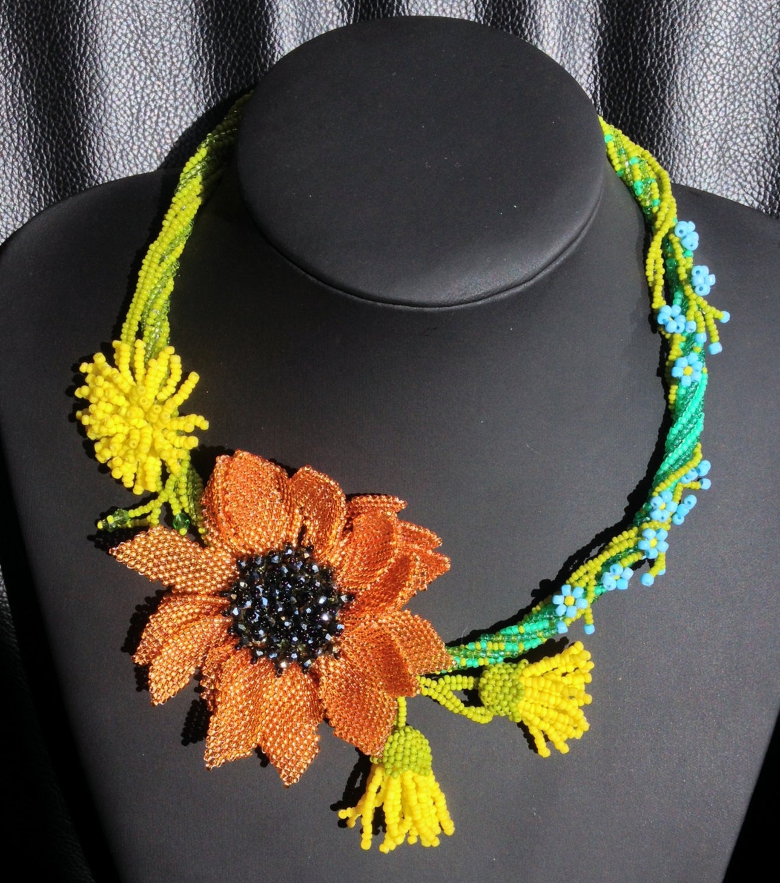 Pattern & Tutorial for Beaded Sunflower With the Leaf - Etsy