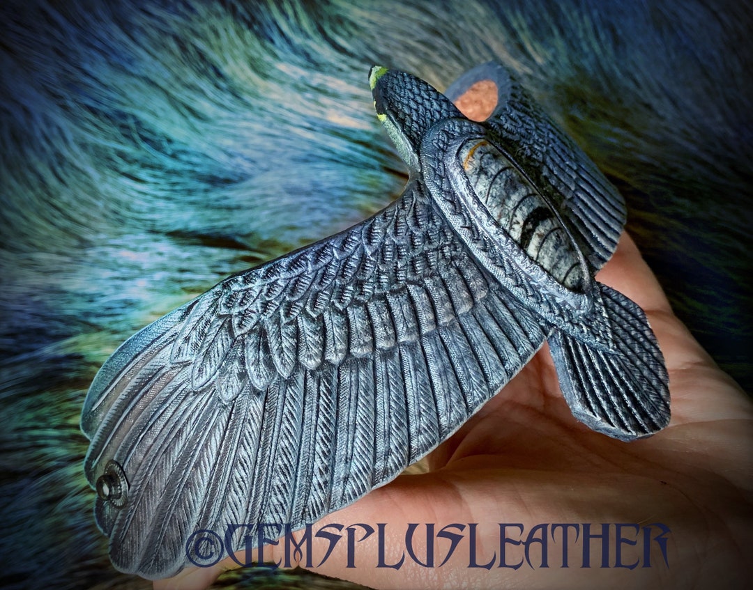 Falcon Bracelet - Hand Tooled and Hand Painted Leather Falcon Cuff ...