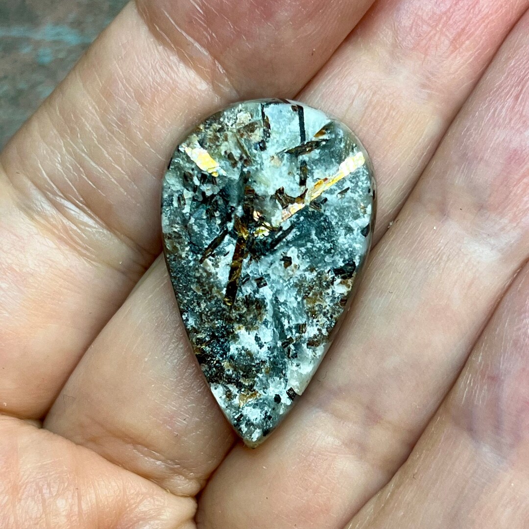 Sparkling Astrophyllite Druzy Cabochon - Exclusive Geode Cab for DIY ...