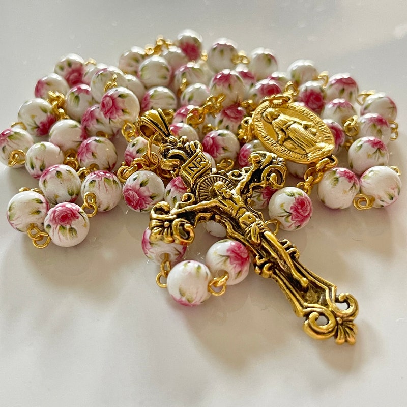 Pink Rosary - Etsy