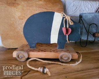 Pig Pull Toy | Etsy