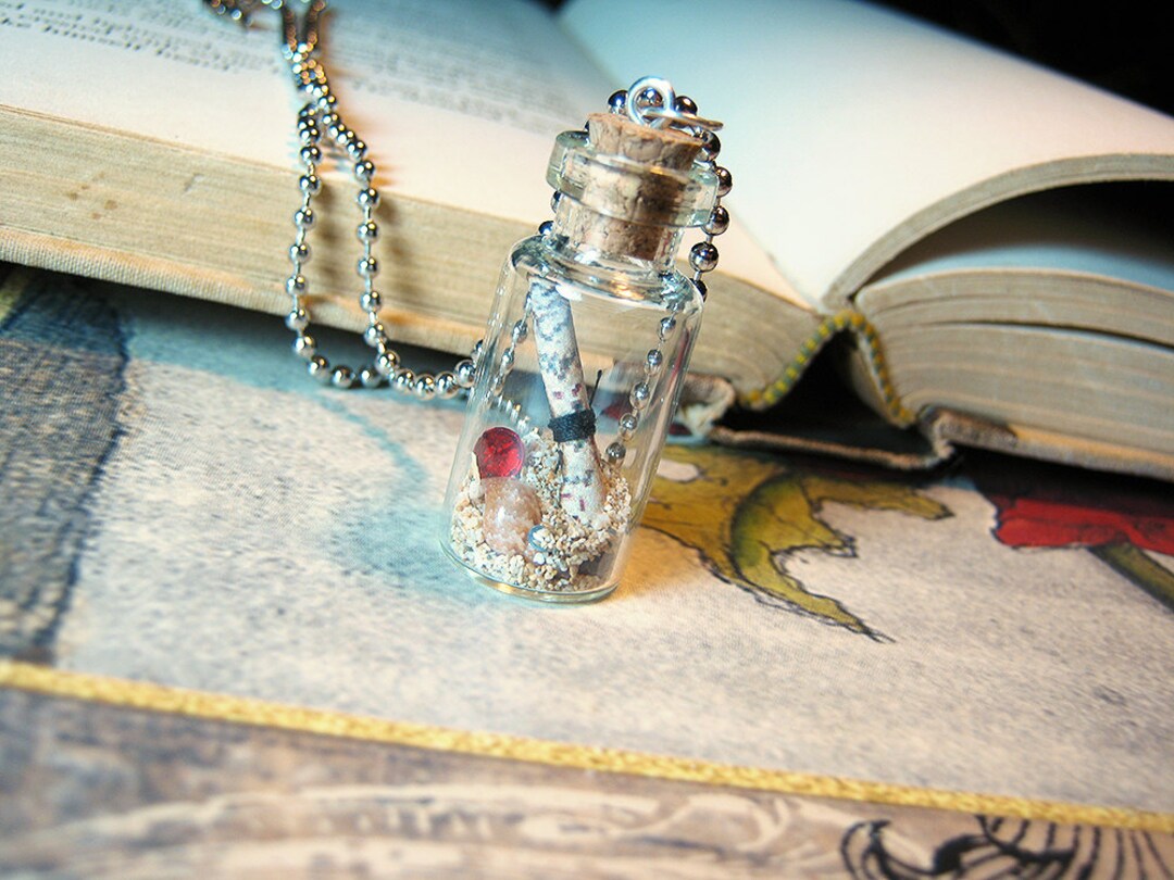 Pirate Treasure Map in a 2ml Glass Bottle Necklace Charm - Pirate's Map ...