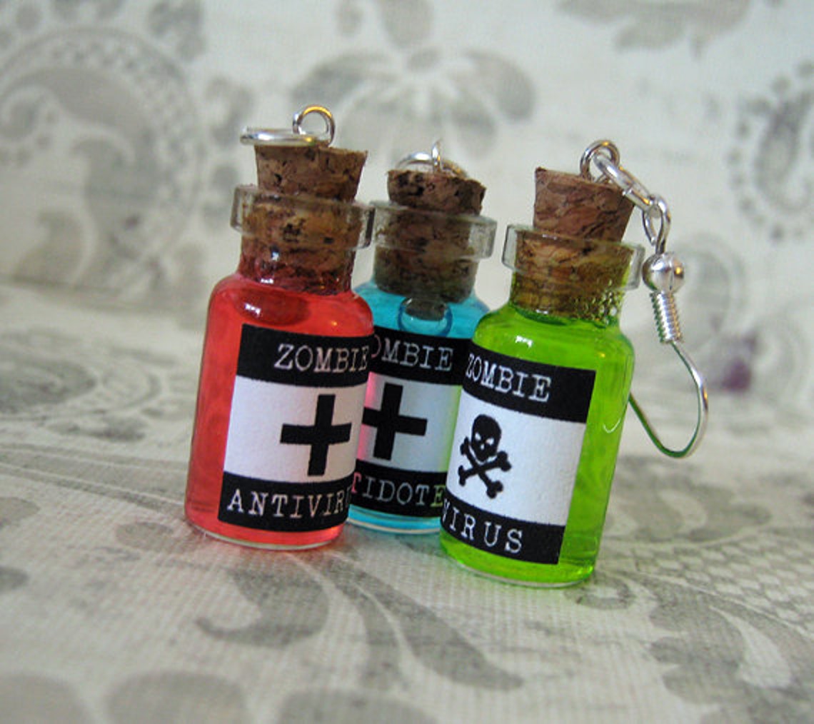 Zombie Virus / Antivirus / Antidote 1ml Glass Bottle Charm | Etsy