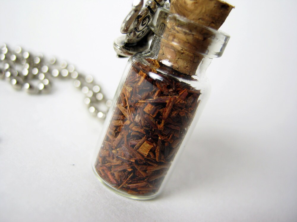 Red Tea Glass Bottle Necklace Charm Vial Pendant Rooibos | Etsy