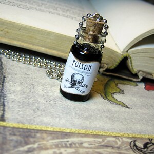 Poison 2ml Glass Bottle Necklace Charm - Black Liquid Toxic Potion Cork ...