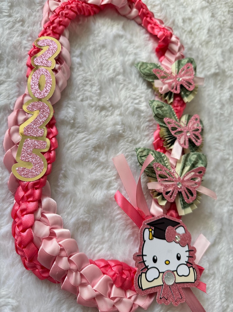 Pink and Gold Ribbon Graduation Lei - Etsy