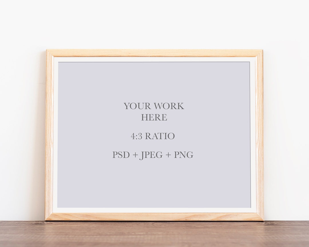 Mockup Modern Thin Birch Wood Frame Smart Object Photo Display ...