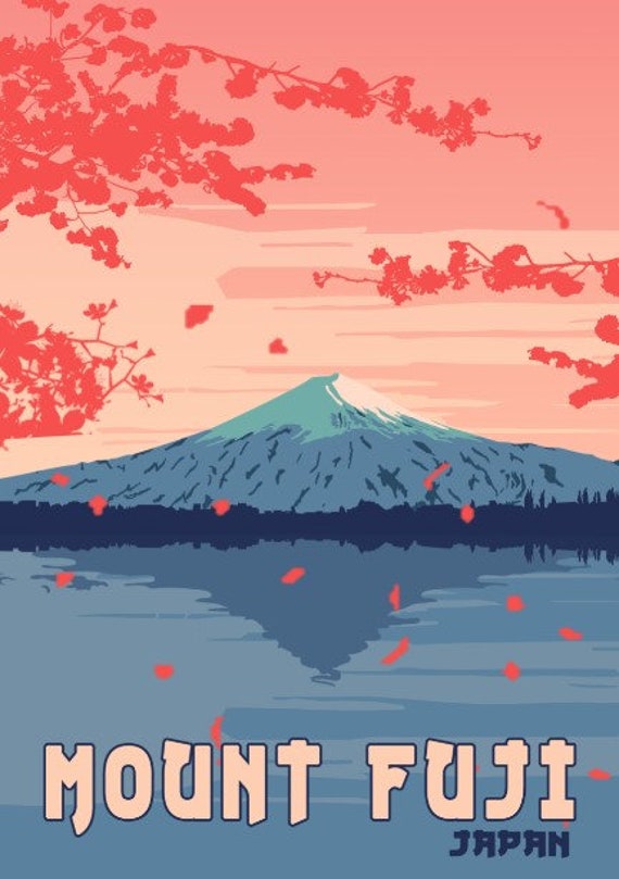 Mount Fuji Vintage Travel Poster Art Prints Travel Print - Etsy