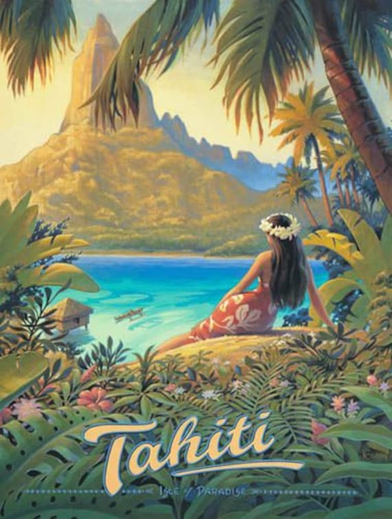 Tahiti Vintage Travel Poster Art Prints Travel Print Art - Etsy