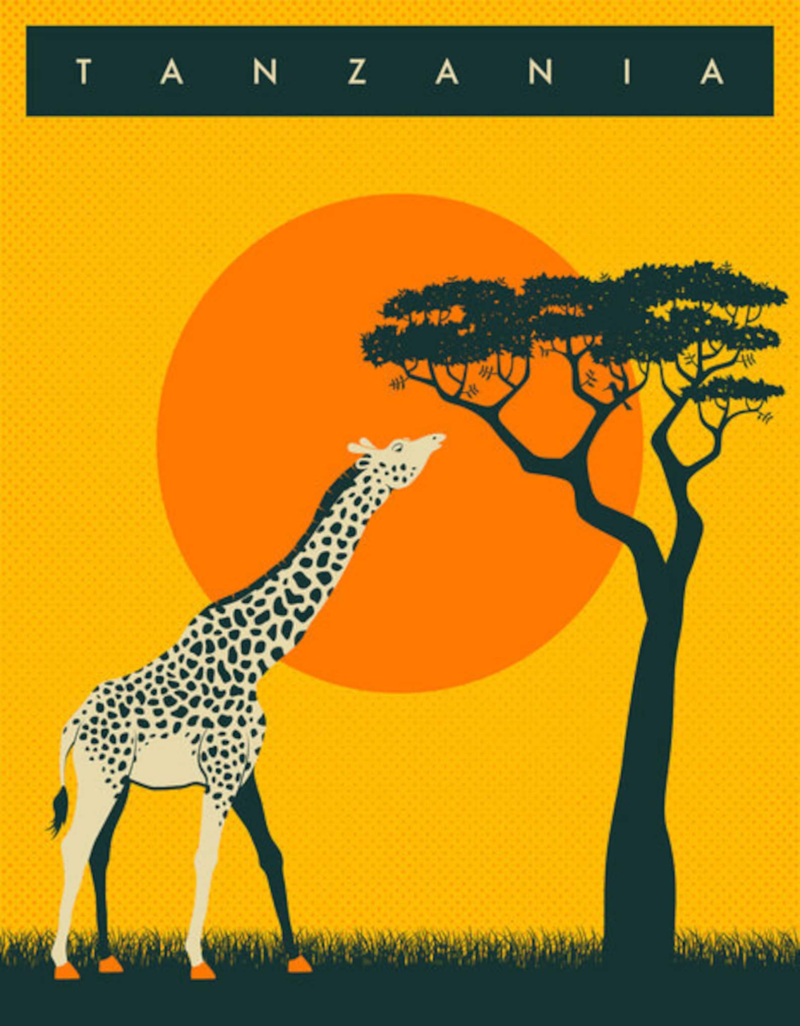 Tanzania Vintage Travel Poster, Art Prints, Travel Print, Art Gifts ...