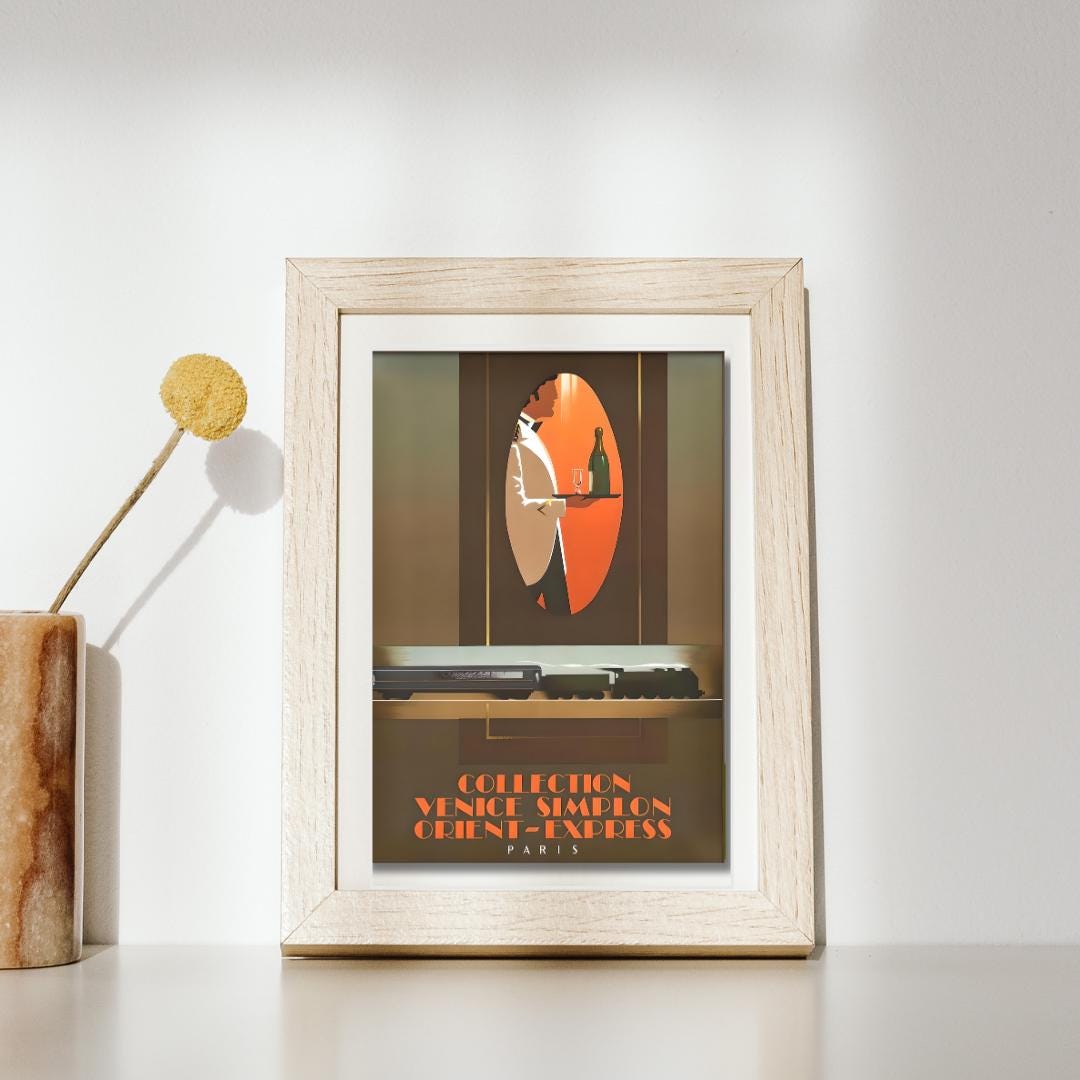 Vintage Travel Wall Art Print | Orient Express - Waiter Champagne ...