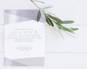 Purple and Gray Modern/geometric Wedding Invitation Set W/ RSVP I ...