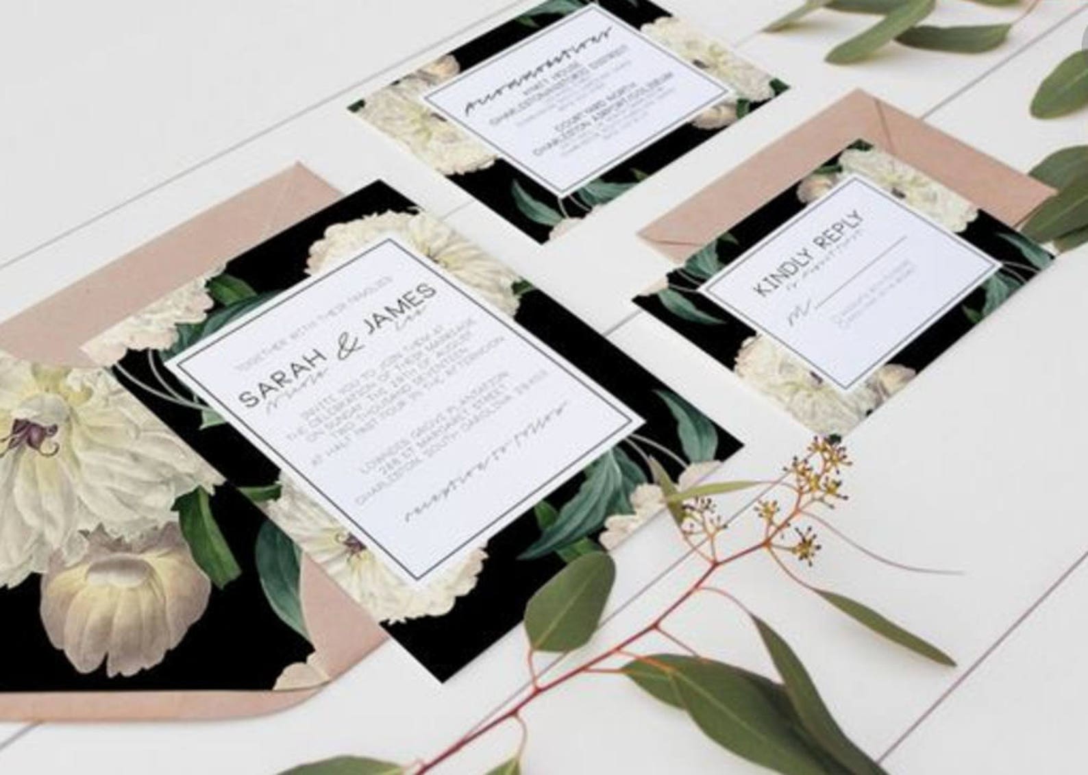 Neutral Floral Wedding Invitation - Etsy