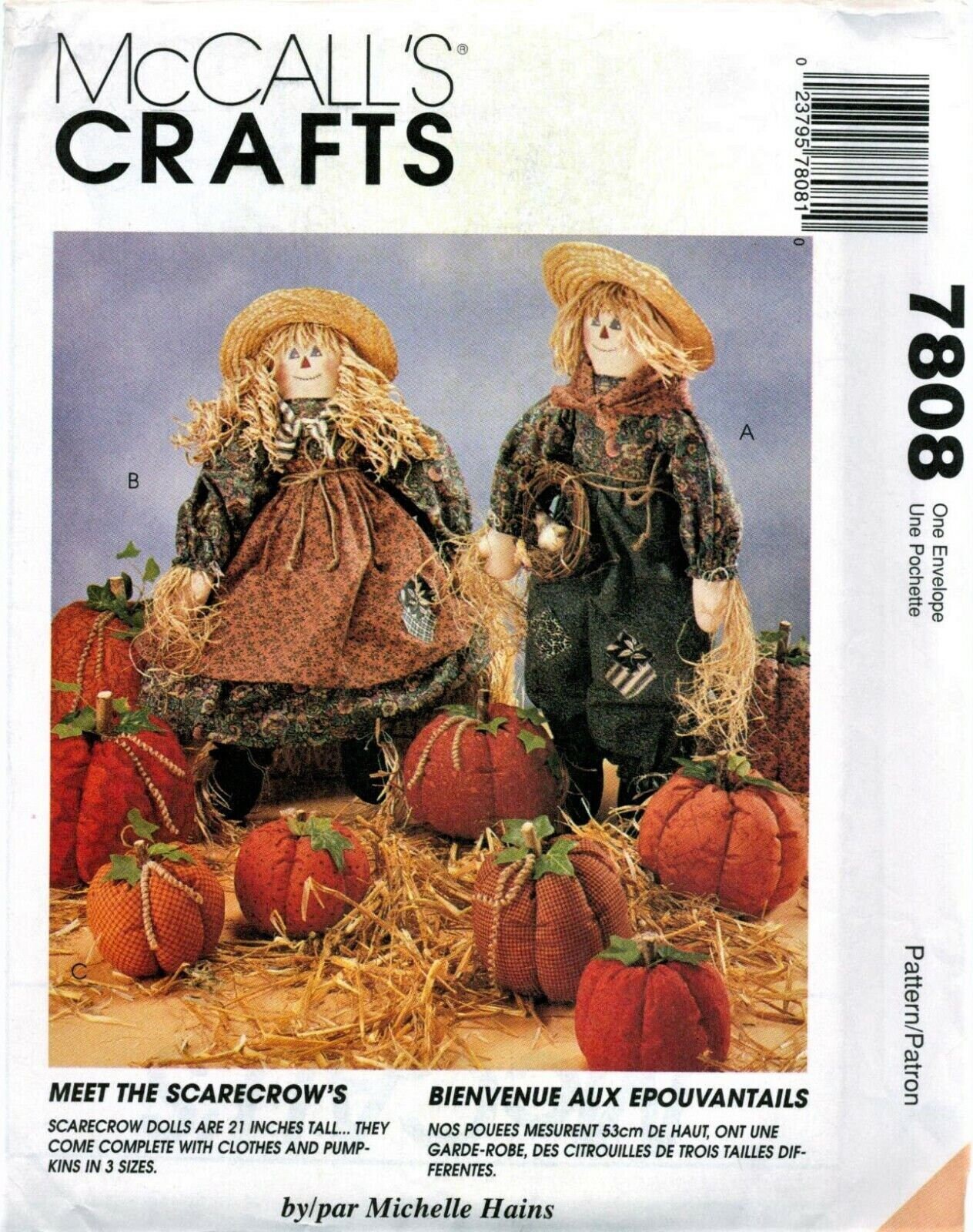 Mccalls 7808 756 Mr. Mrs. Scarecrow Pumpkins 21 in Doll Crafts - Etsy