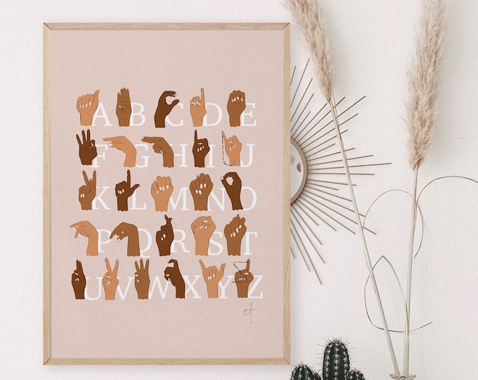 ASL Poster, American Sign Language Poster, Sign Language Alphabet Art ...