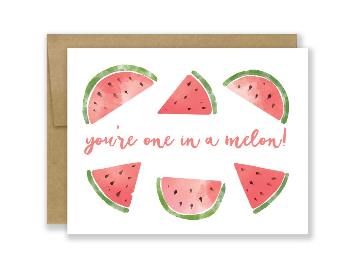PRINTABLE You're One in a Melon Card Watermelon Card - Etsy