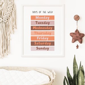 Days of the Week Printable Poster, Educational Poster, Boho Classroom ...