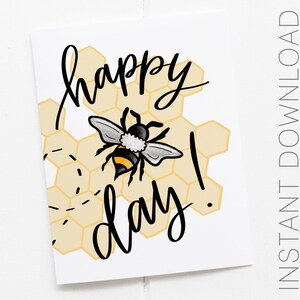 PRINTABLE Bee Birthday Card, Happy Bee Day, Bee Card, Punny Birthday ...