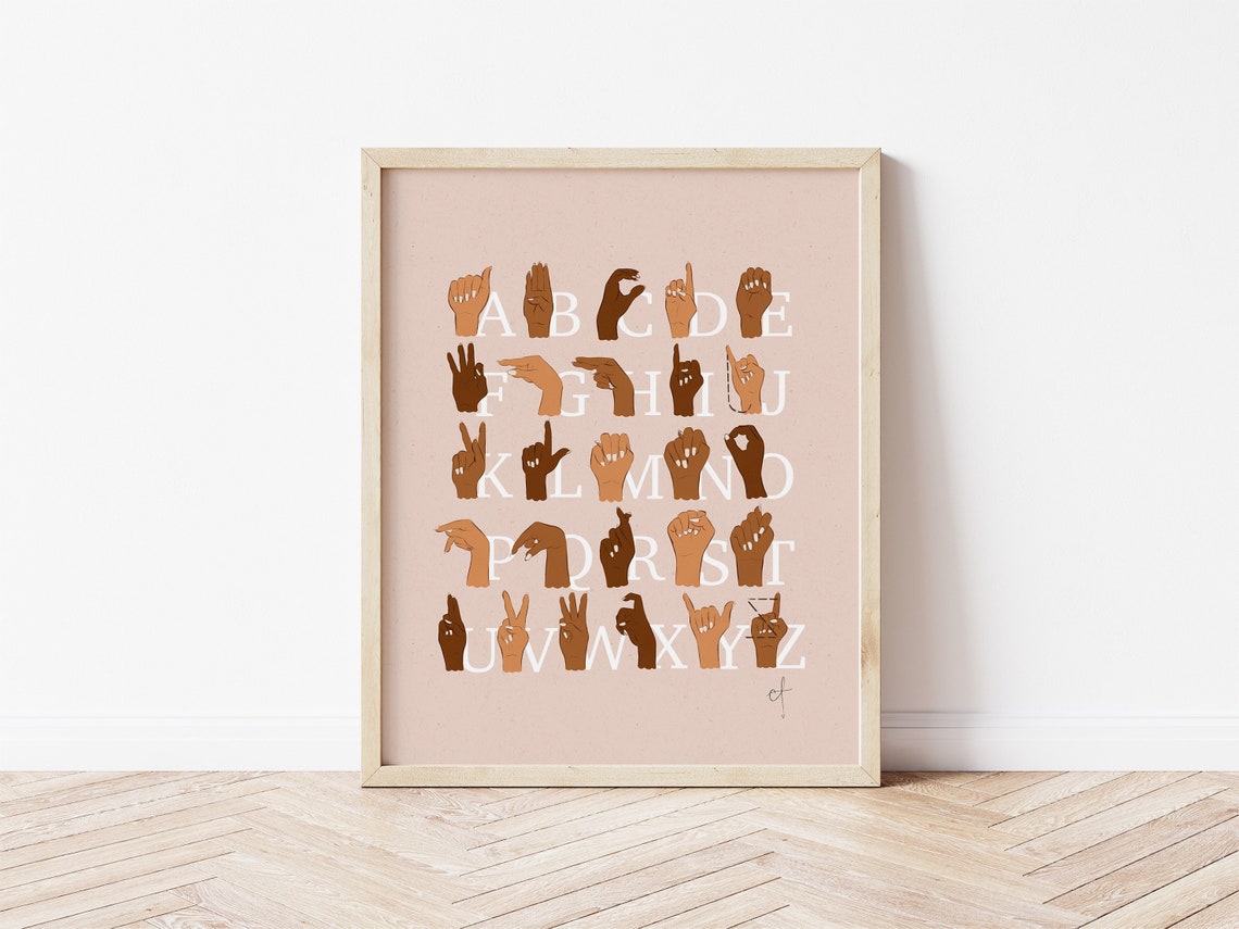 ASL Poster, American Sign Language Poster, Sign Language Alphabet Art ...