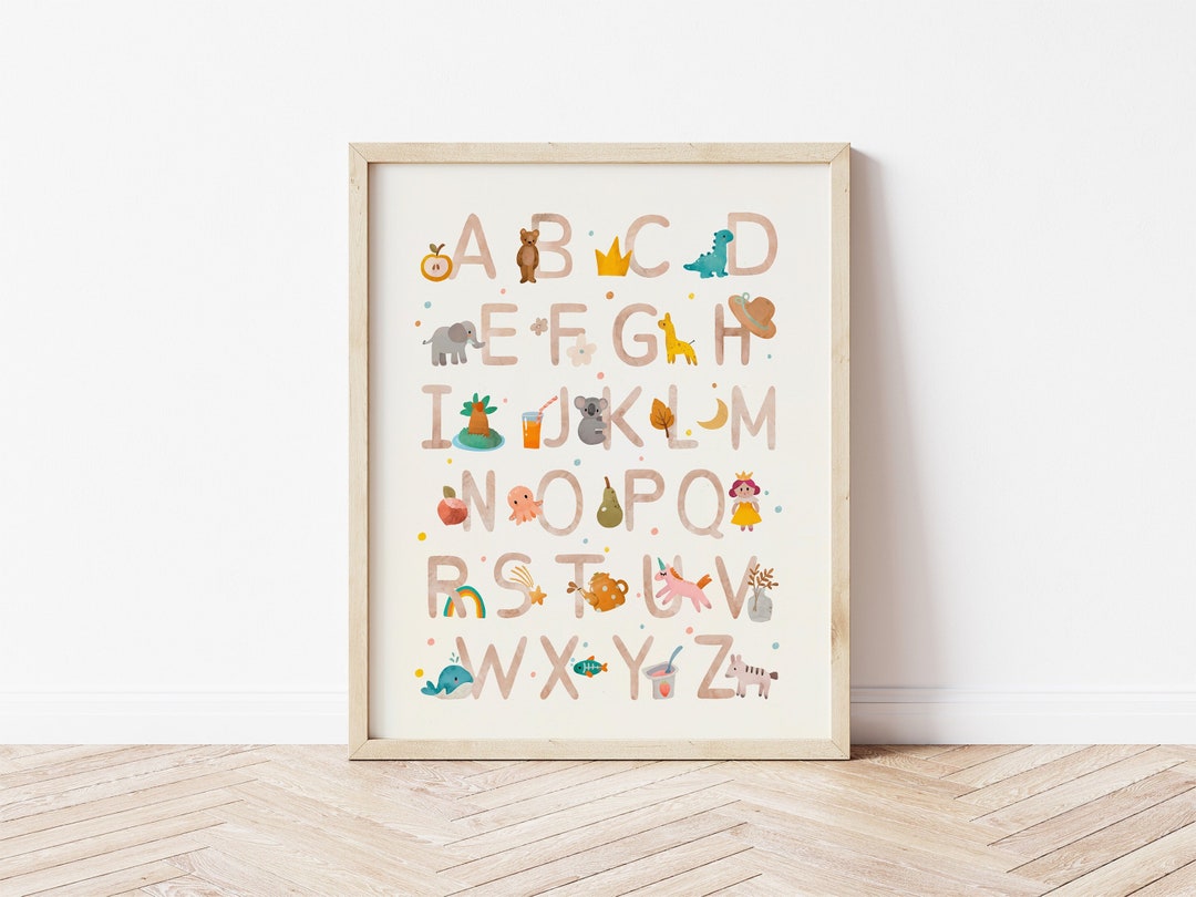 Alphabet Poster Playroom, Boho Nursery Wall Art, Playroom Wall Decor ...