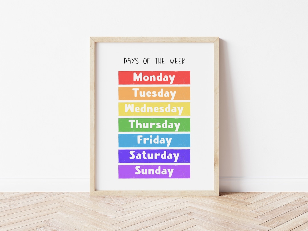 Days of the Week Printable Poster Educational Print - Etsy