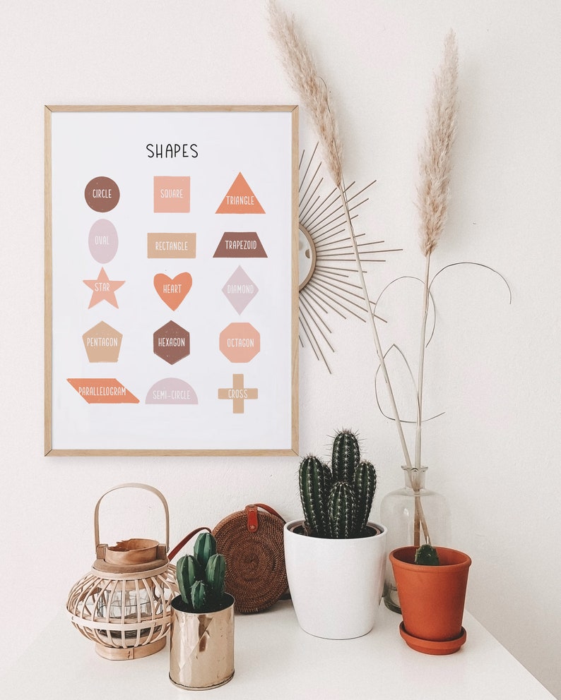 Boho Shapes Poster Educational Poster Boho Classroom Wall - Etsy