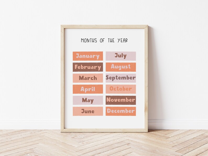 Months of the Year Printable Educational Posters Months of | Etsy