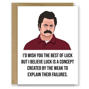 PRINTABLE Ron Swanson Good Luck Card, Ron Swanson Congratulations Card ...