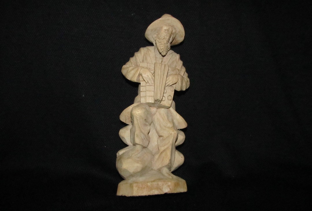 Vintage Wood Carved Old Hobo Playing the Squeeze Box - Etsy