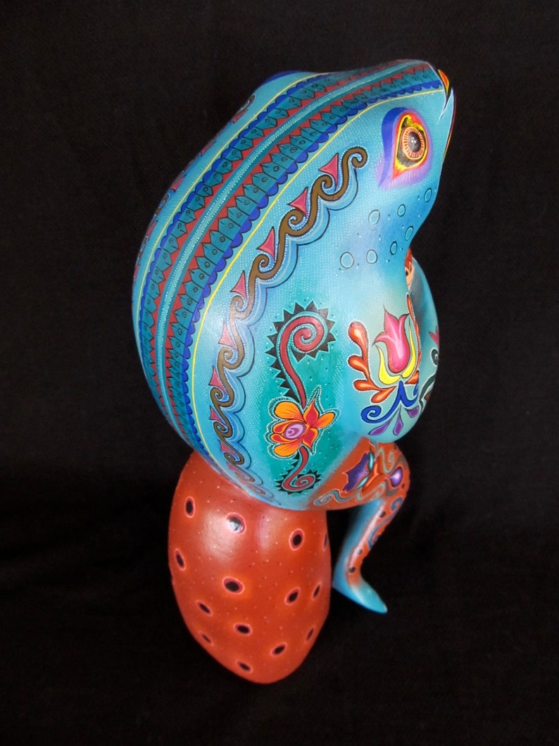 Whimsical Wood Carved Frog Signed by Artists Jacocbo and Maria Angeles ...