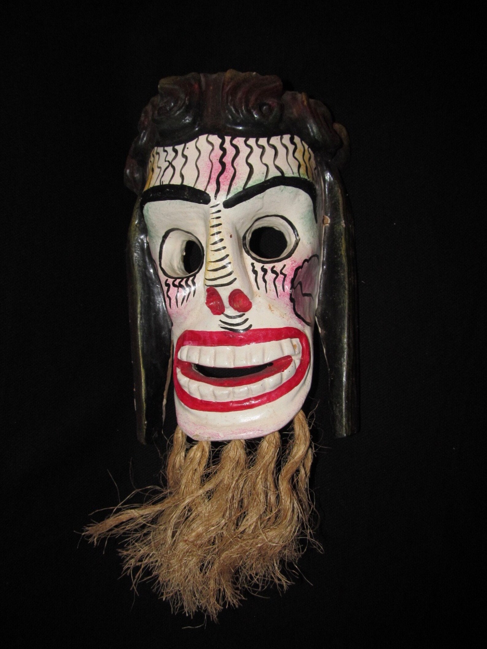 Wood Carved Vintage Folk Art Mask From Guerrero - Etsy