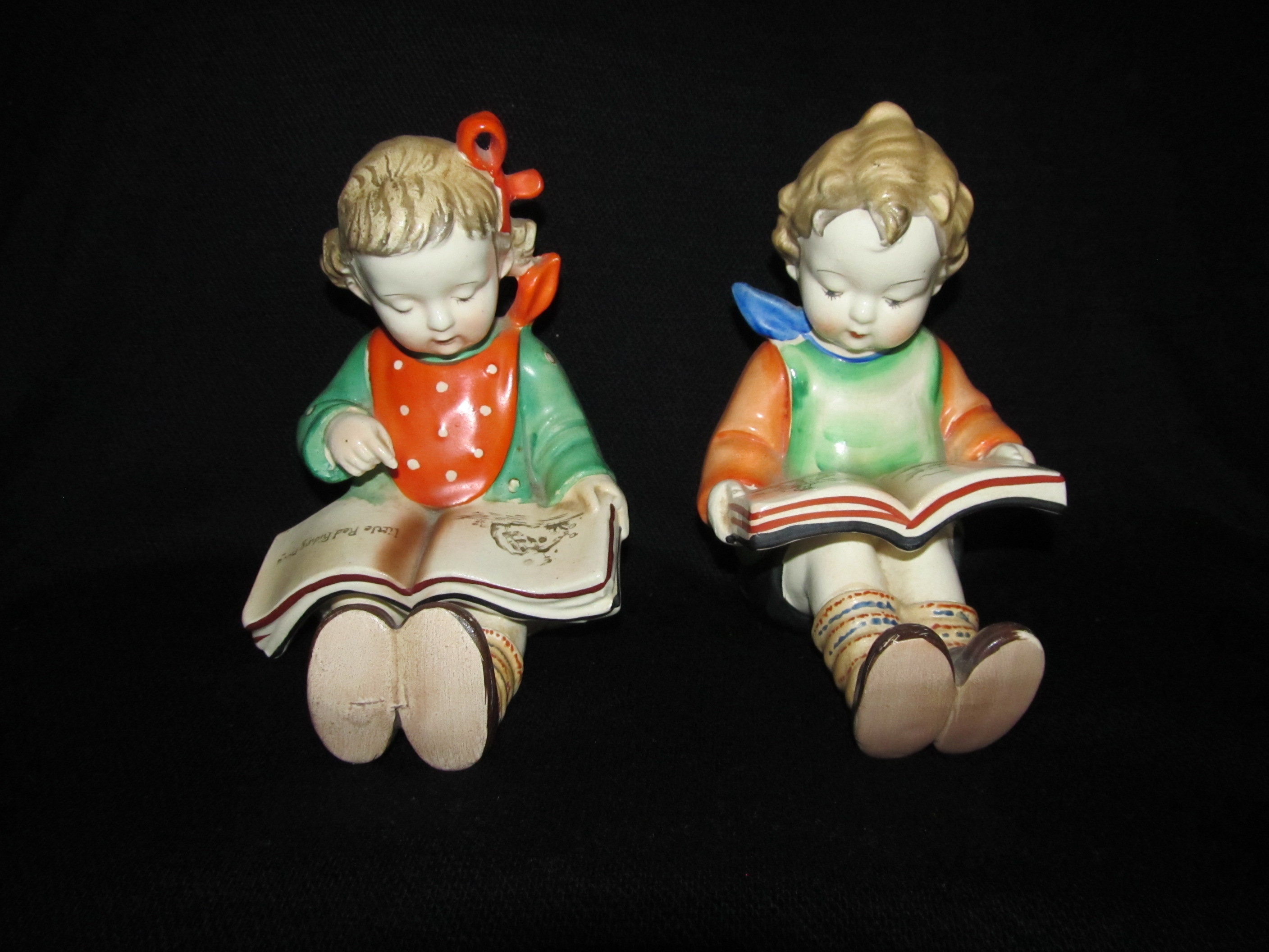 Vintage Ceramic Boy and Girl Reading Bookends - Etsy