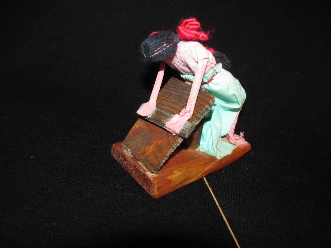 Vintage Hand Made Movable Pull String Figure of Woman With Metate - Etsy