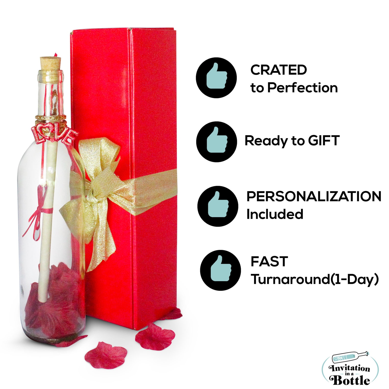 Message in a Bottle Heart of Roses Romantic Message in A - Etsy